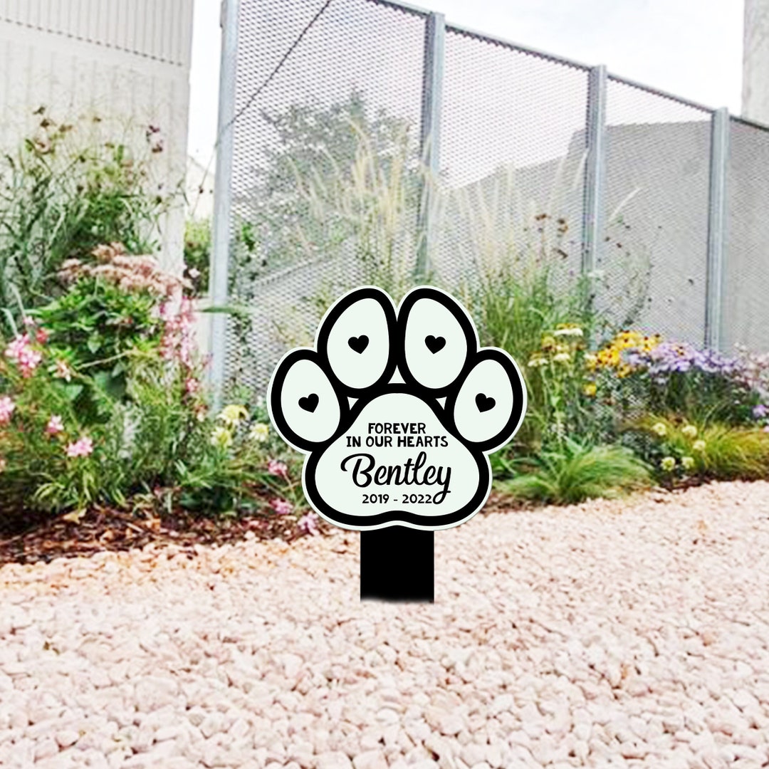 Personalized Pet Memorial Stake Acrylic, Dog Paw Print Grave Marker ...