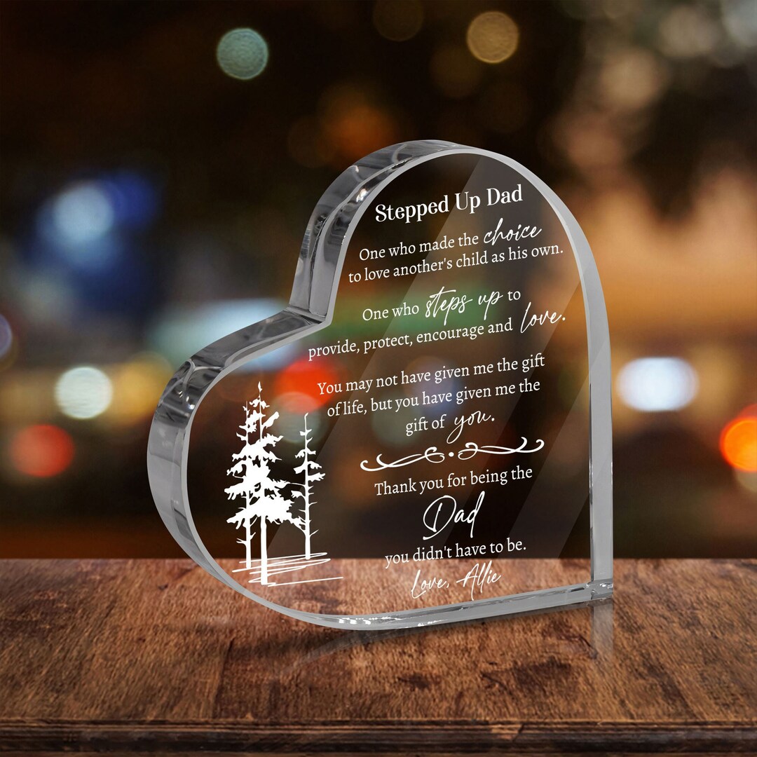 Stepped up Dad Personalized Heart Acrylic Plaque, Father's Day Gift ...