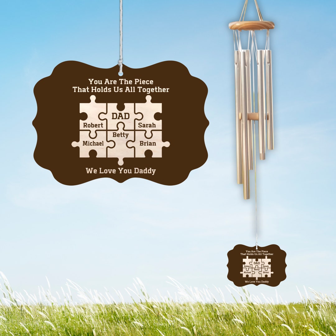 Father's Day Puzzle Wind Chime, Personalized Gifts for Dad, Dad Sign ...