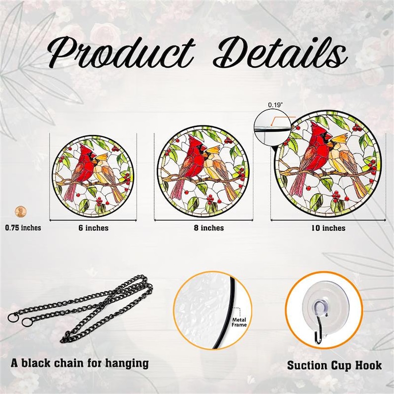 Cardinals Stained Glass Suncatcher, Cadinal Glass Art, Cardinal Lover ...