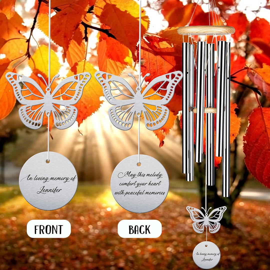 Custom Butterfly Memorial Wind Chime, Bereavement Gift - Etsy