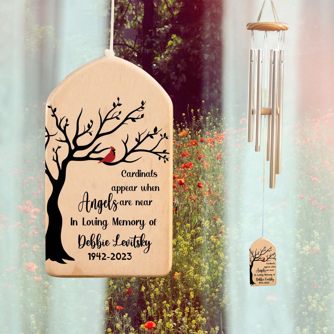 Personalized Memorial Wind Chime, Cardinal Wind Chime, Cardinals Appear ...