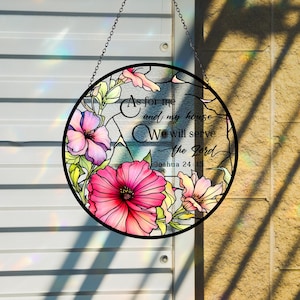 Bible Verse Stain Glass Suncatcher, Floral Suncatcher, Christmas Gift ...