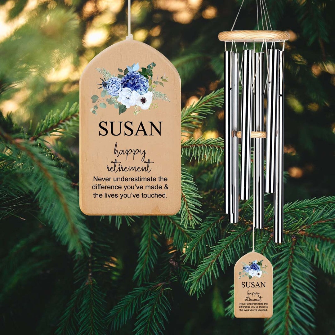 Personalized Retirement Wind Chime, Engraved Gift for Coworker - Etsy