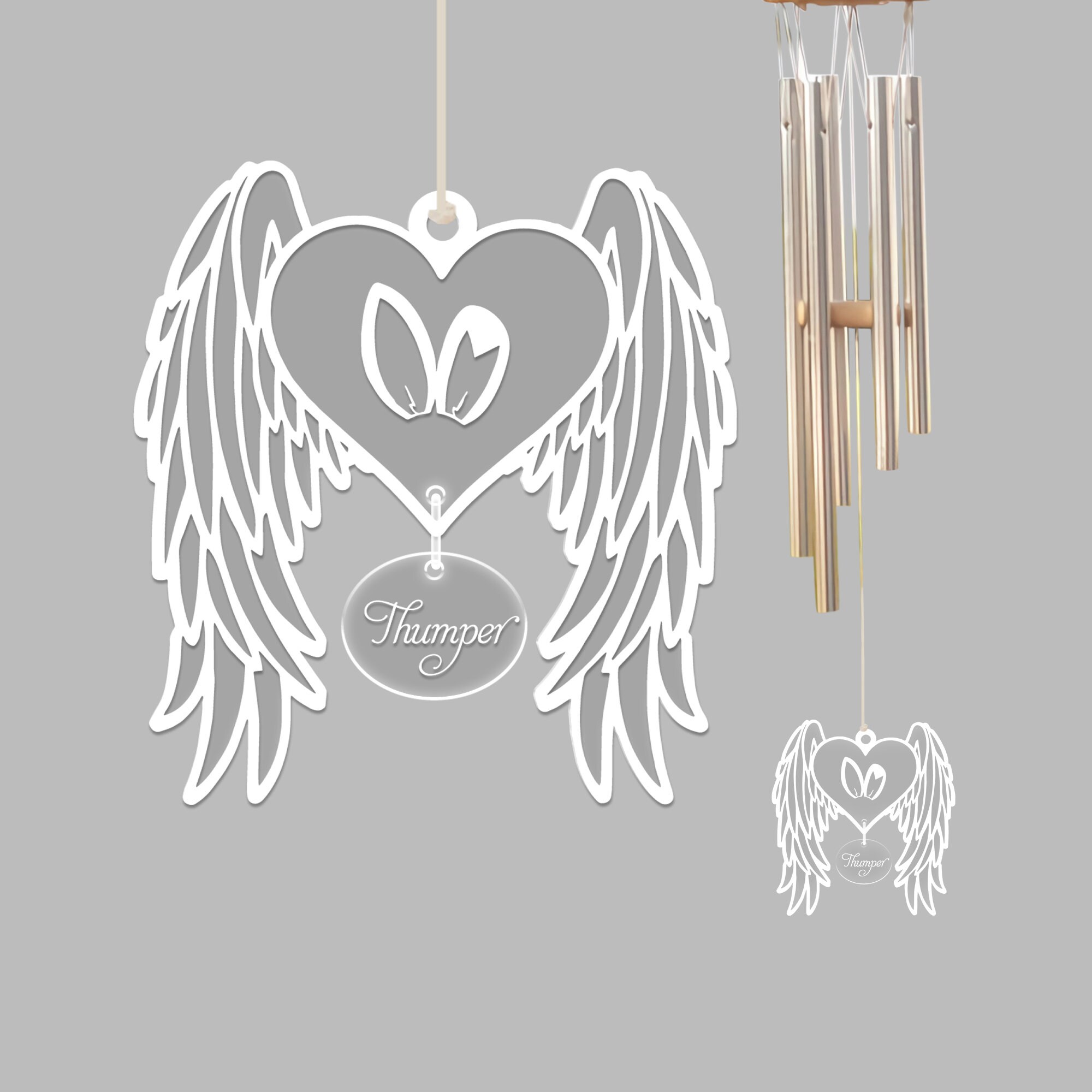 Custom Bunny Memorial Wind Chime Rabbit With Angel Wings Wind - Etsy