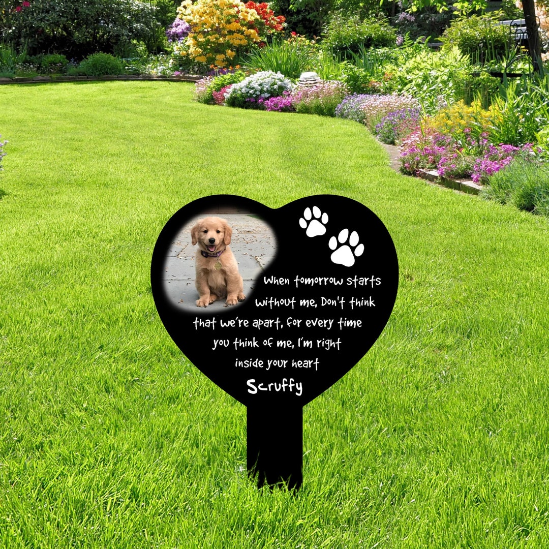 Personalized Pet Loss Memorial Stake Acrylic, Heart Garden Stake, Dog ...