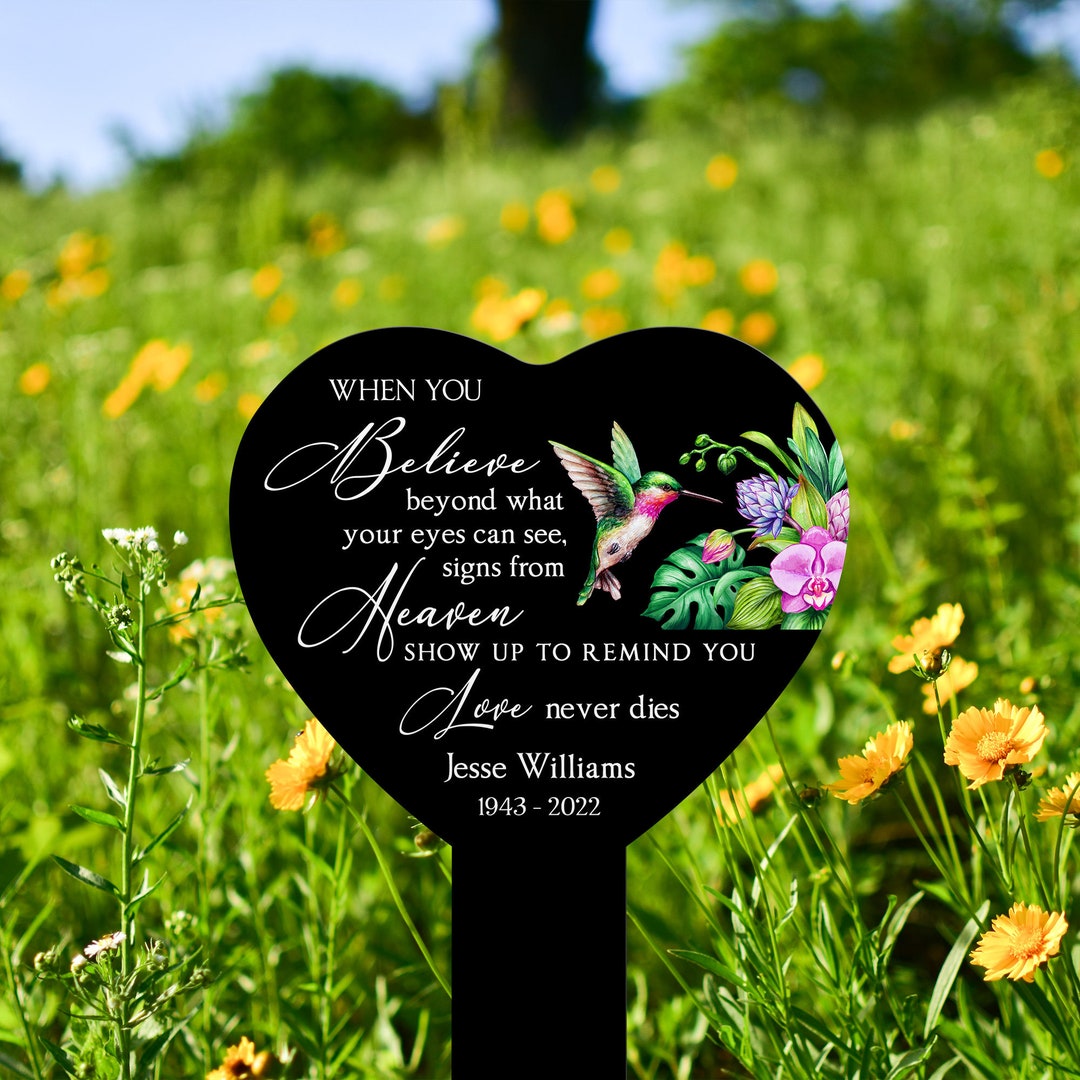 Floral Hummingbird Custom Memorial Stake Acrylic, Loss of Loved One ...