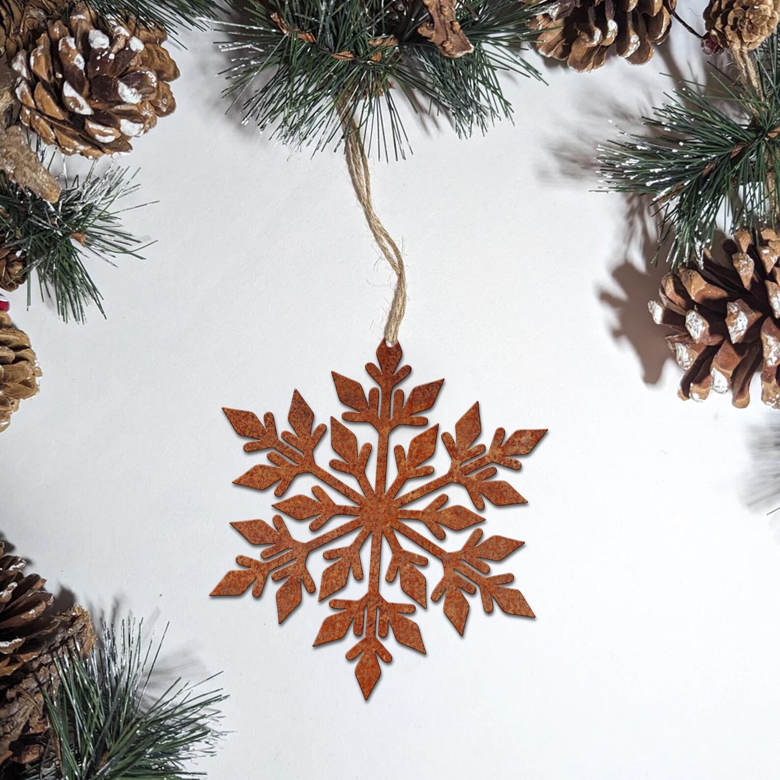 Rusty Metal Snowflake Ornament, Christmas Ornament, Winter Decor ...