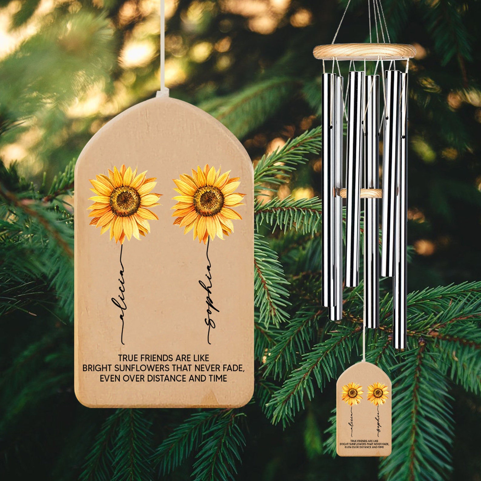 Personalized Sunflower Wind Chime, Best Friend Gift - Etsy