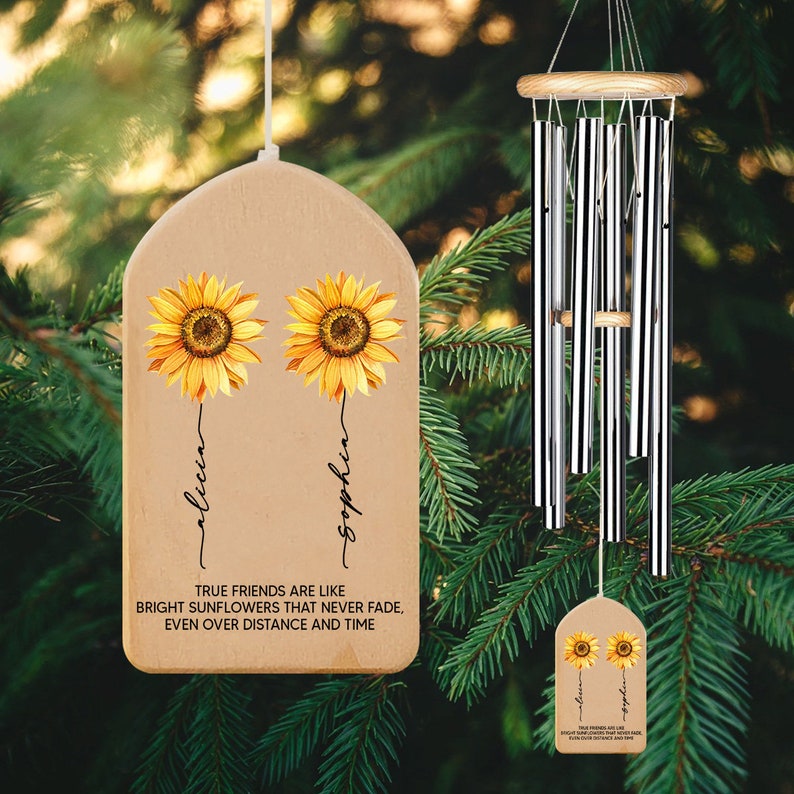 Personalized Sunflower Wind Chime, Best Friend Gift - Etsy