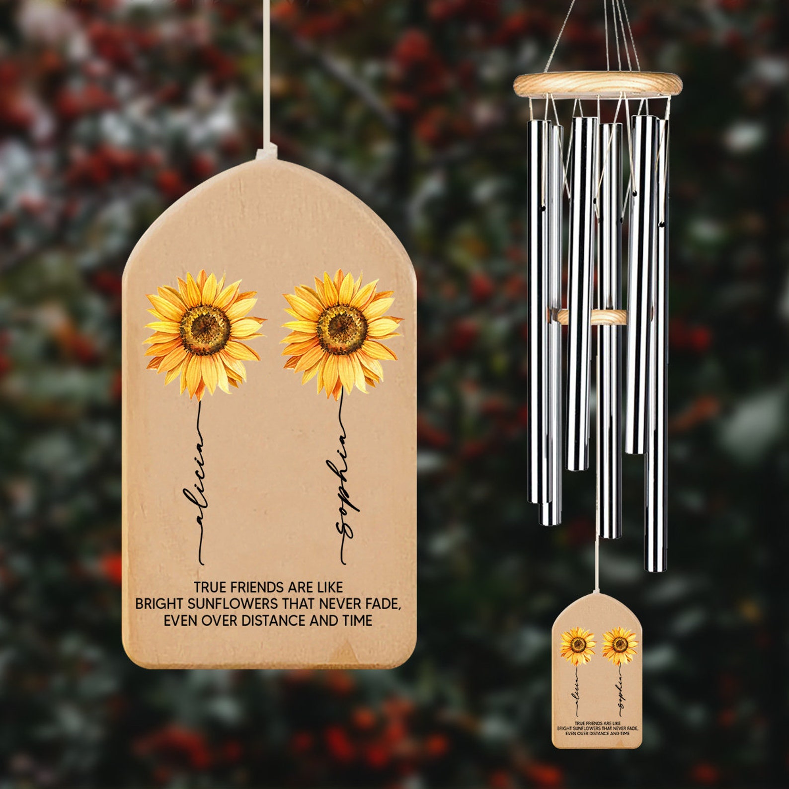 Personalized Sunflower Wind Chime, Best Friend Gift - Etsy