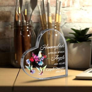 Custom Memorial Heart Sculpture, Hummingbird Heart Sculpture ...