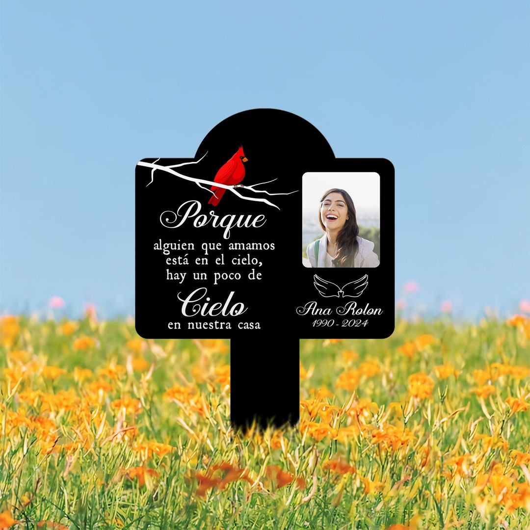 Spanish Memorial Stake Acrylic, Cardinal Garden Stake, Custom Photo ...