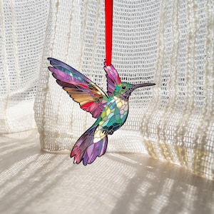Colorful Hummingbird Acrylic Ornament Suncatcher, Hummingbird Hanging ...