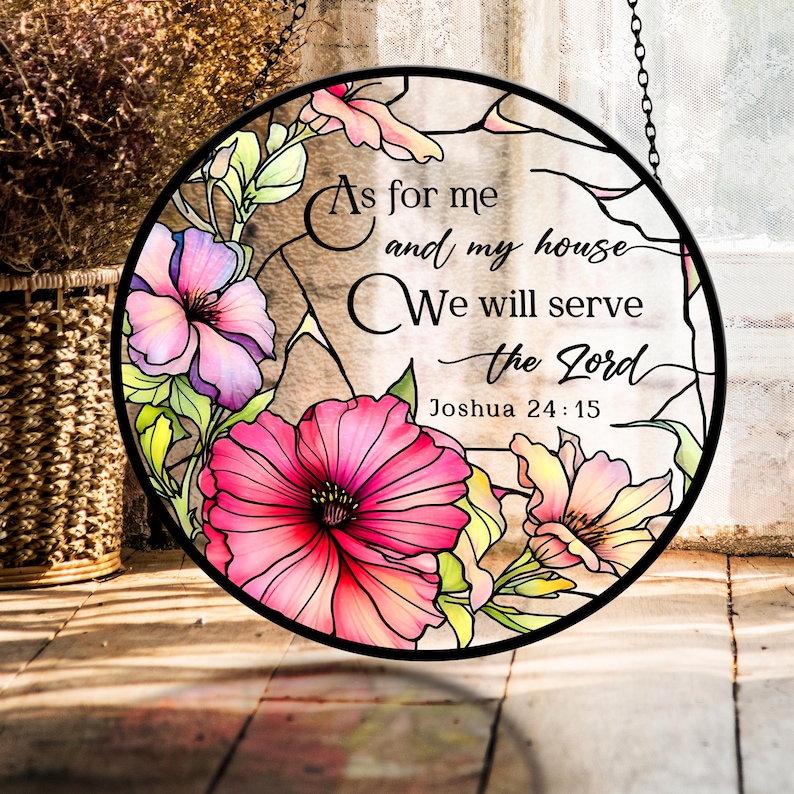 Bible Verse Stain Glass Suncatcher, Floral Suncatcher, Christmas Gift ...