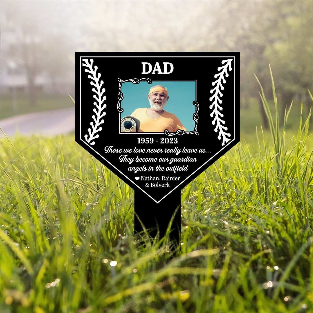 Custom Photo Baseball Player Memorial Plaque Stake Acrylic, Dad Grandpa ...