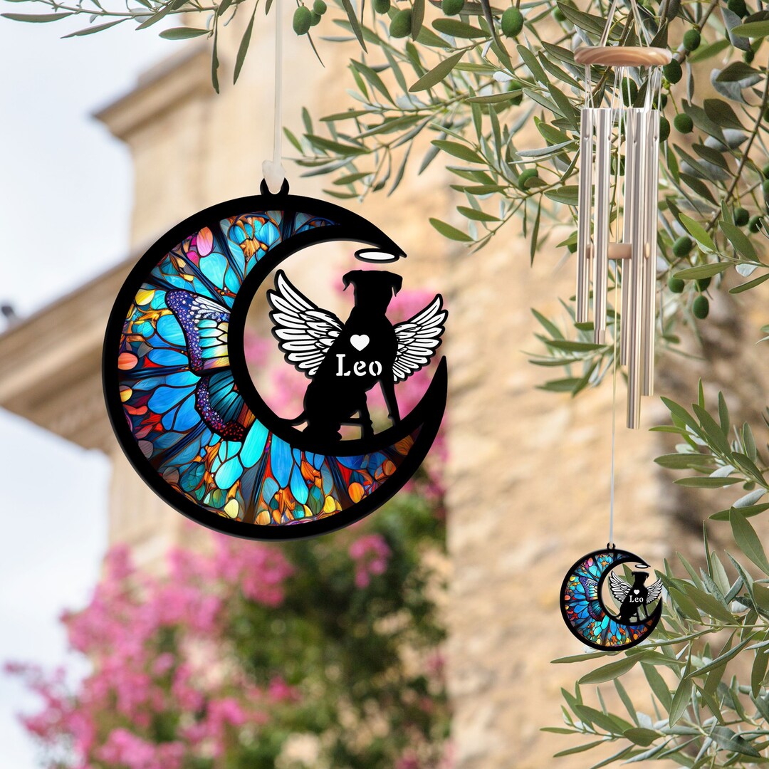 Custom Boxer Dog Suncatcher Memorial Wind Chime, Pet Loss Sympathy Gift ...