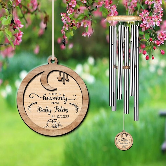 Custom Baby Memorial Wind Chime Wood Laser Cut 3 Layers Sleep - Etsy