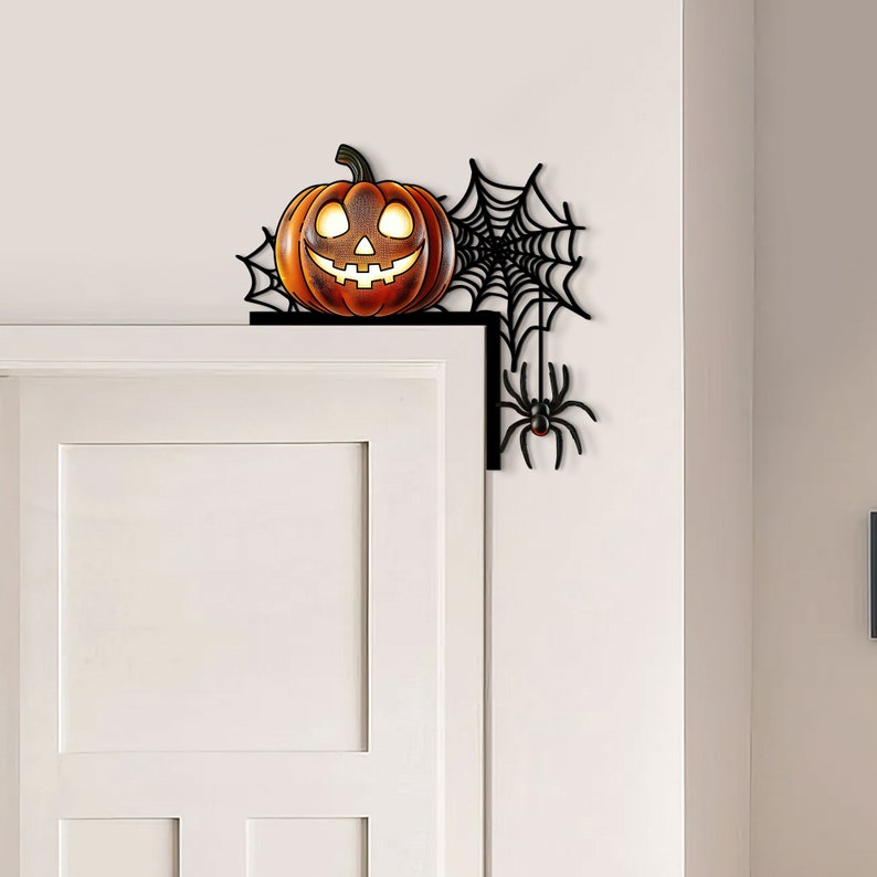 Halloween Pumpkin Spider Web Polywood Door Corner Sign - Etsy
