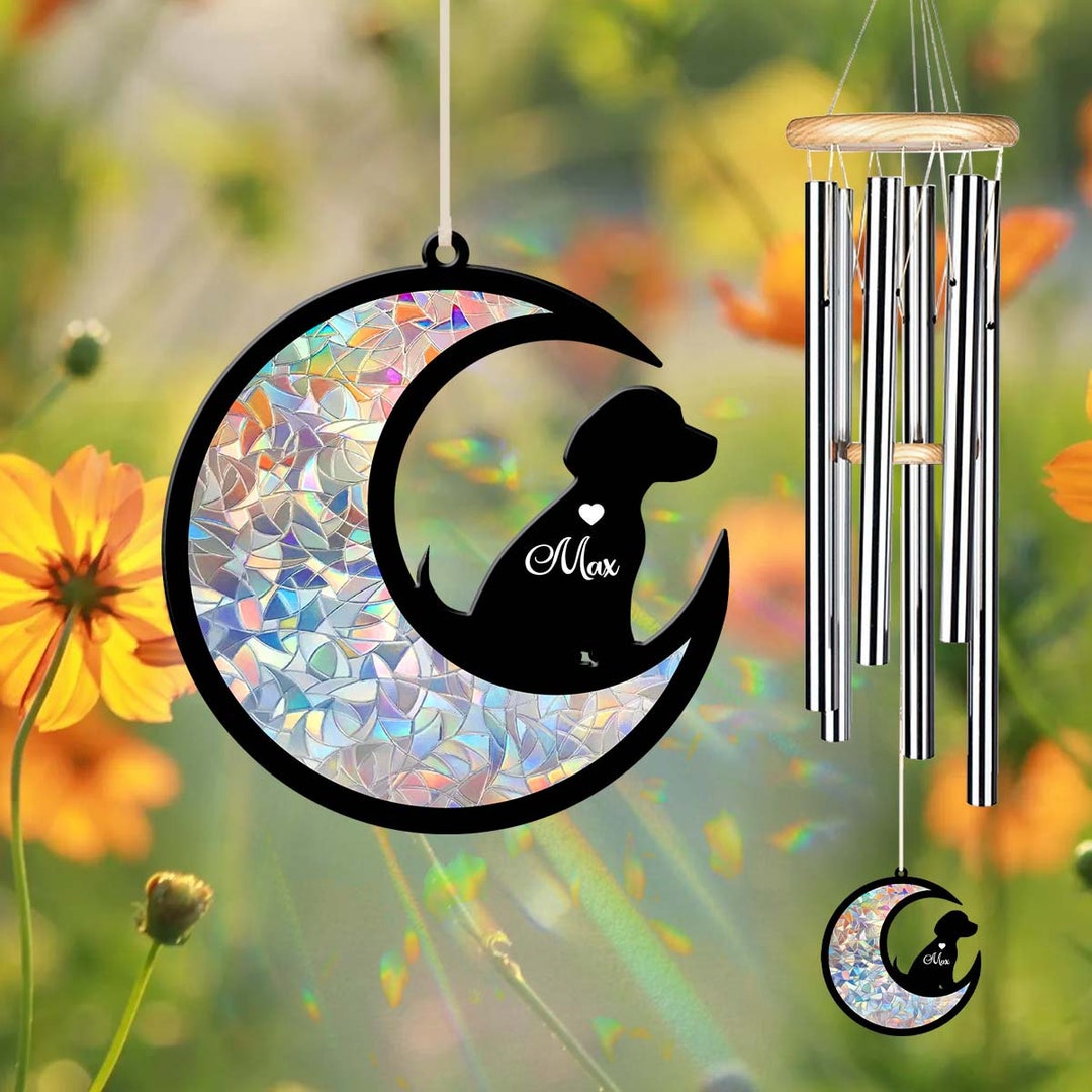 Custom Beagle Moon Suncatcher Wind Chime, Pet Memorial Gift - Etsy