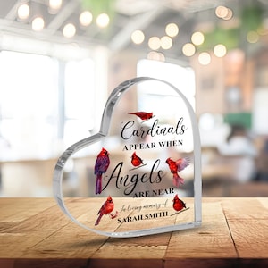 Cardinals Appear When Angels Are Near Personalized Heart Acrylic Plaque, Red Cardinal Memorial ...