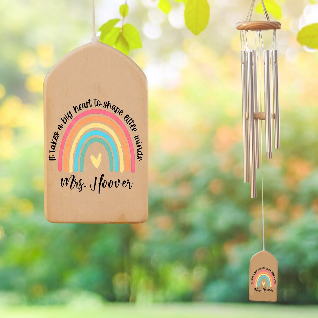 Personalized Teacher Wind Chime, Rainbow Design, Teacher Appreciation ...