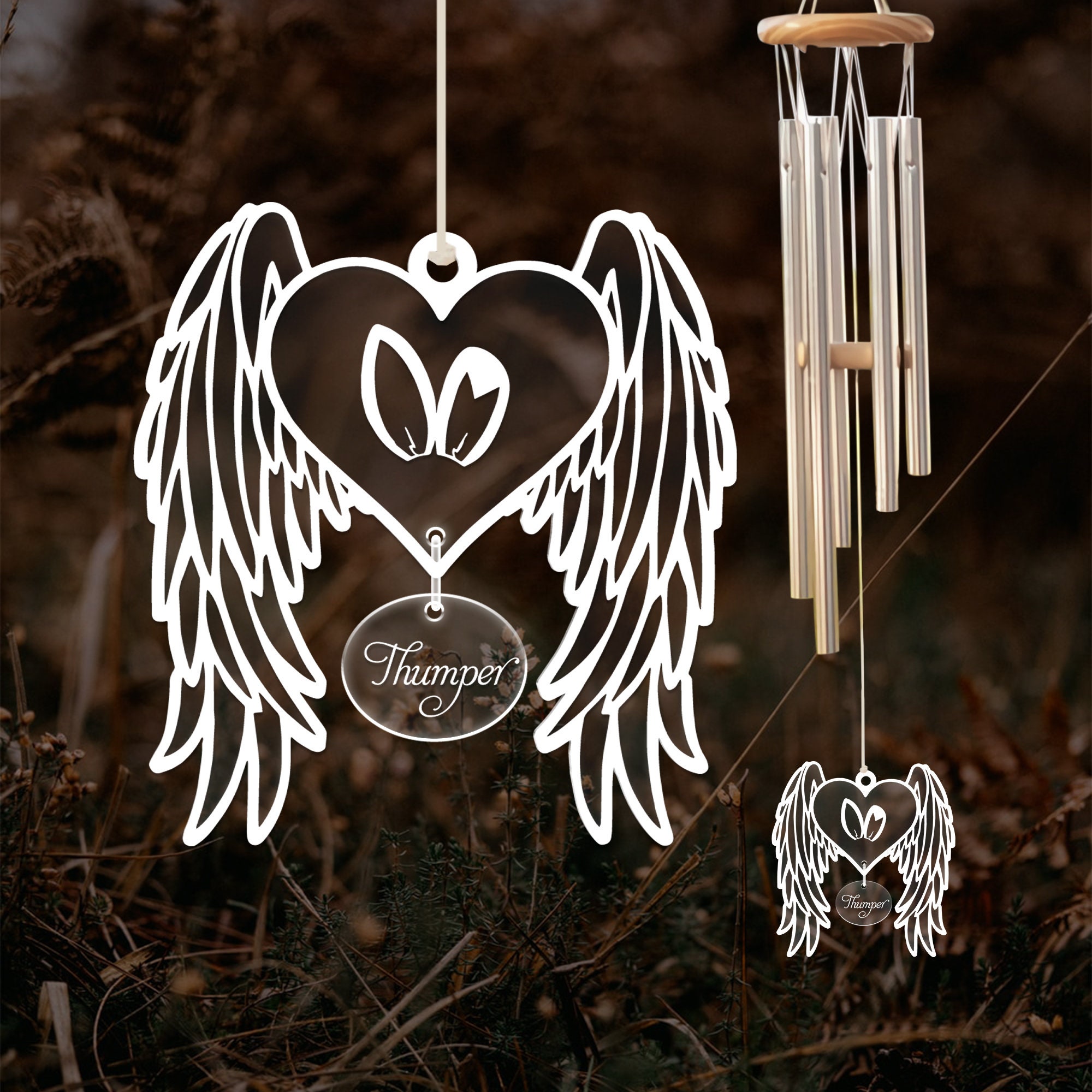 Custom Bunny Memorial Wind Chime Rabbit With Angel Wings Wind - Etsy