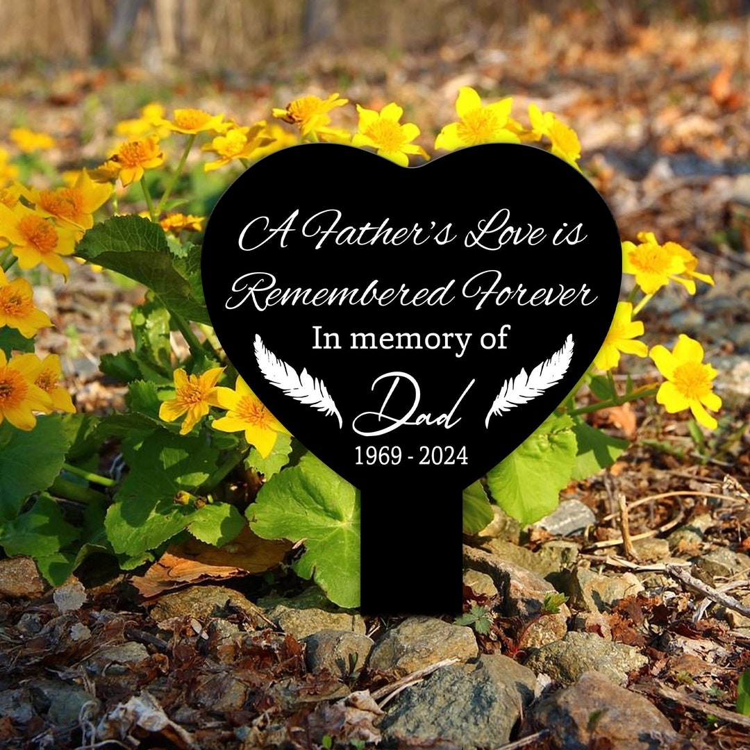 Custom Dad Memorial Stake Metal With Feathers, Father's Day Gift, in ...