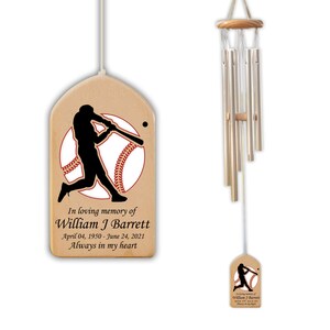 Baseball Player Memorial Personalized Wind Chime, Loss of Baseball ...