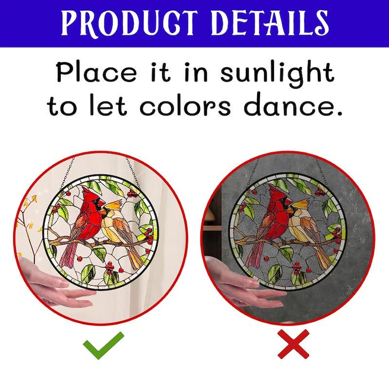 Cardinals Stained Glass Suncatcher, Cadinal Glass Art, Cardinal Lover ...