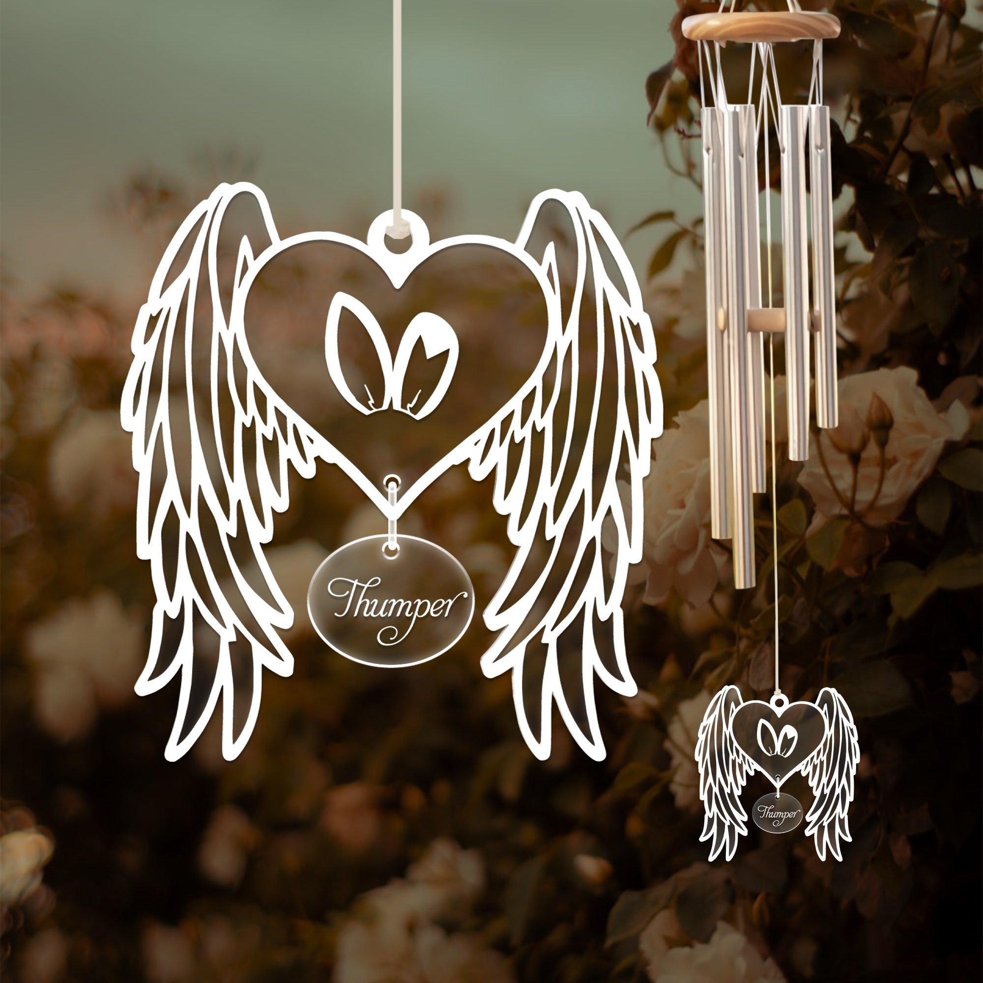 Custom Bunny Memorial Wind Chime Rabbit With Angel Wings Wind - Etsy