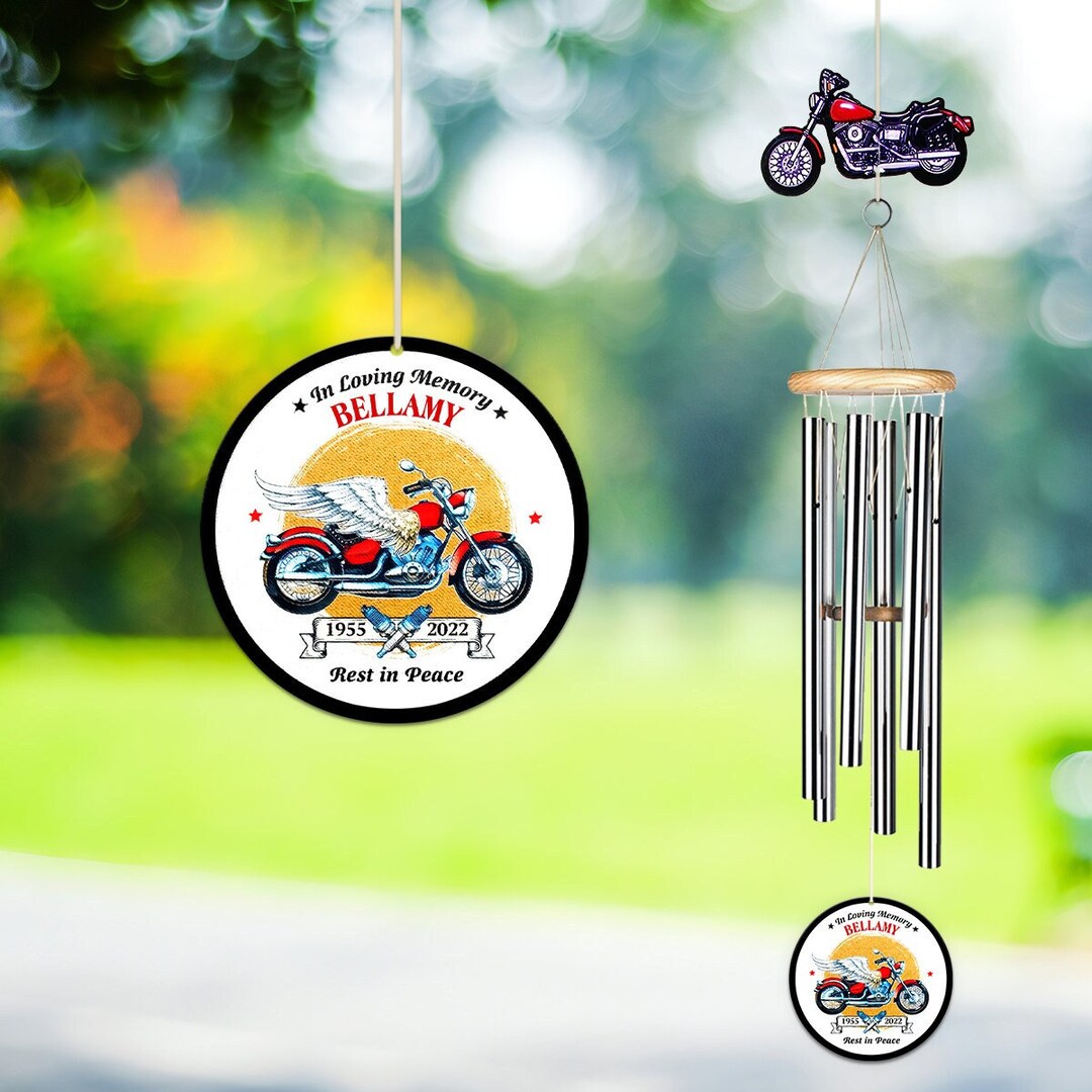 Personalized Memorial Wind Chime, Motorcycle Rider Memorial, Riding ...