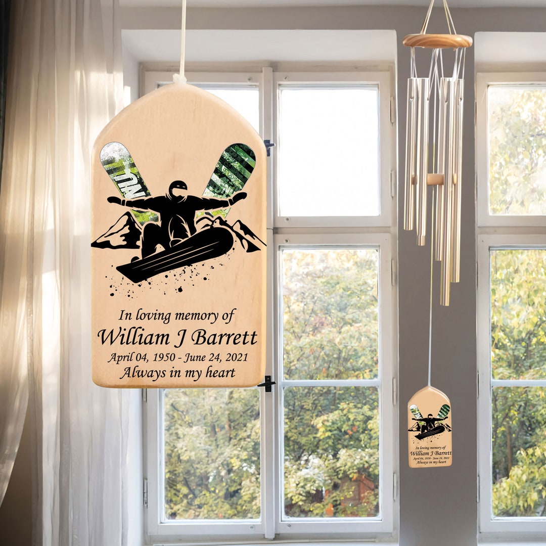 Custom Memorial Wind Chime, Snow Skiing Wind Chime, Skier Loss, Garden ...