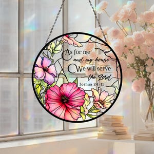 Bible Verse Stain Glass Suncatcher, Floral Suncatcher, Christmas Gift ...
