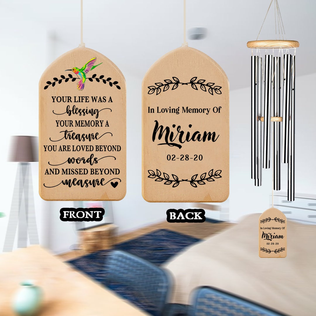 Custom Hummingbird Memorial Wind Chime, Your Life Was a Blessing ...