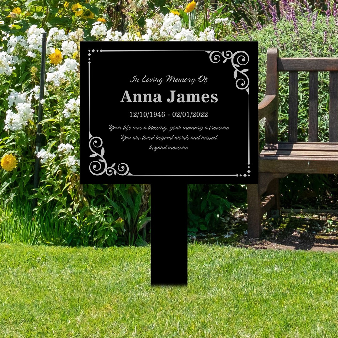 Personalised Memorial Metal Plaque Stake, Outdoor Indoor Garden Grave ...