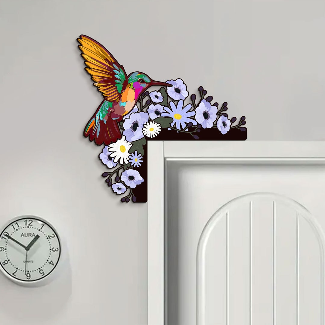 Hummingbird Door Corner Sign, Wooden Bird Door Topper, Door Trim, Door ...