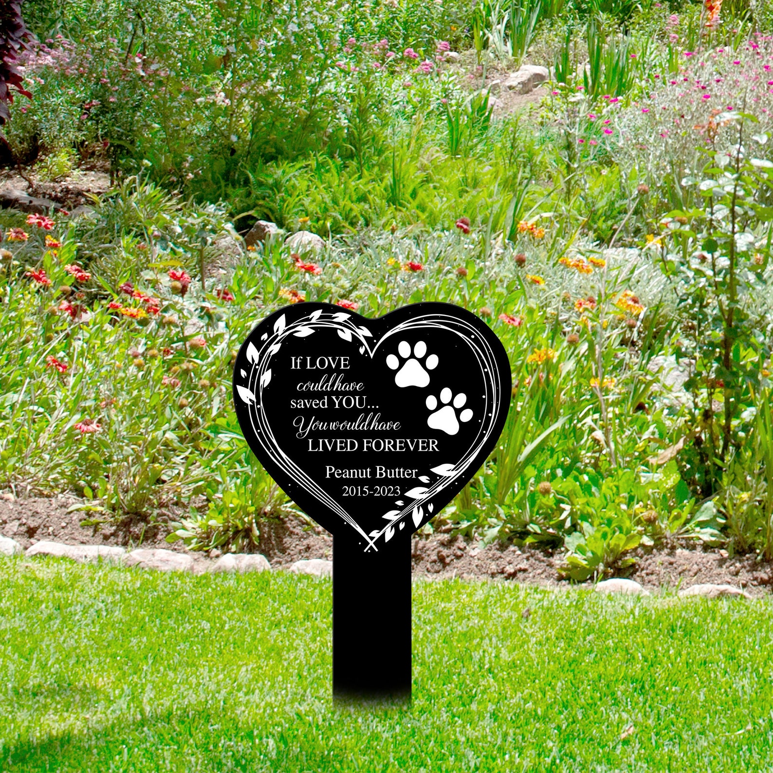 Personalized Pet Memorial Stake, Acrylic Dog Paw Print Garden Sign - Etsy