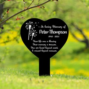 Personalized Dandelion Memorial Stake Acrylic, Sympathy Gift, in Loving ...