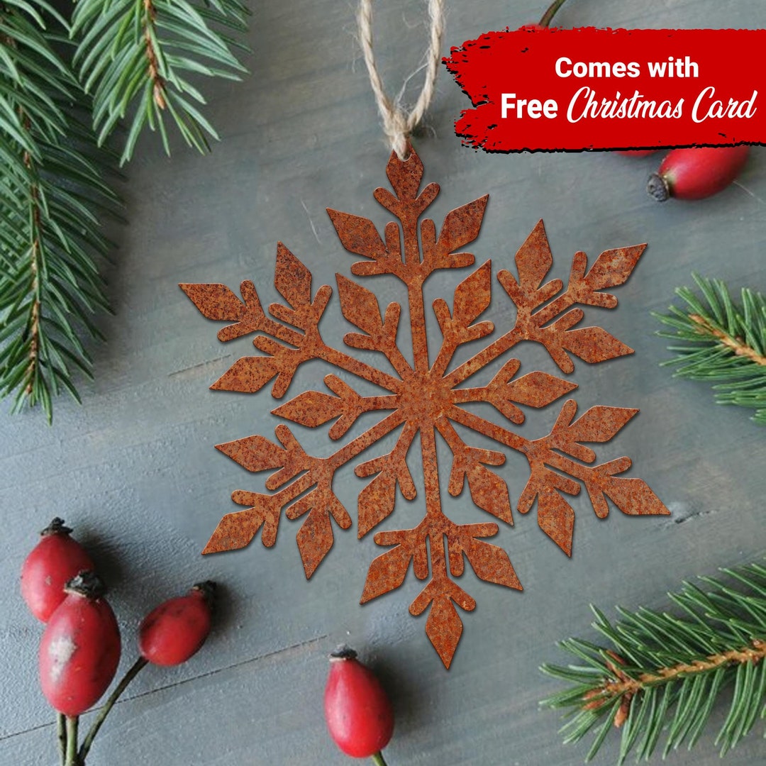 Rusty Metal Snowflake Ornament, Christmas Ornament, Winter Decor, Vintage Decor, Christmas Tree ...