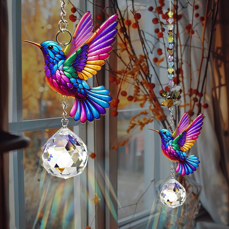Crystal Suncatcher and Hummingbird, Prism Crystal Suncatcher, Window ...
