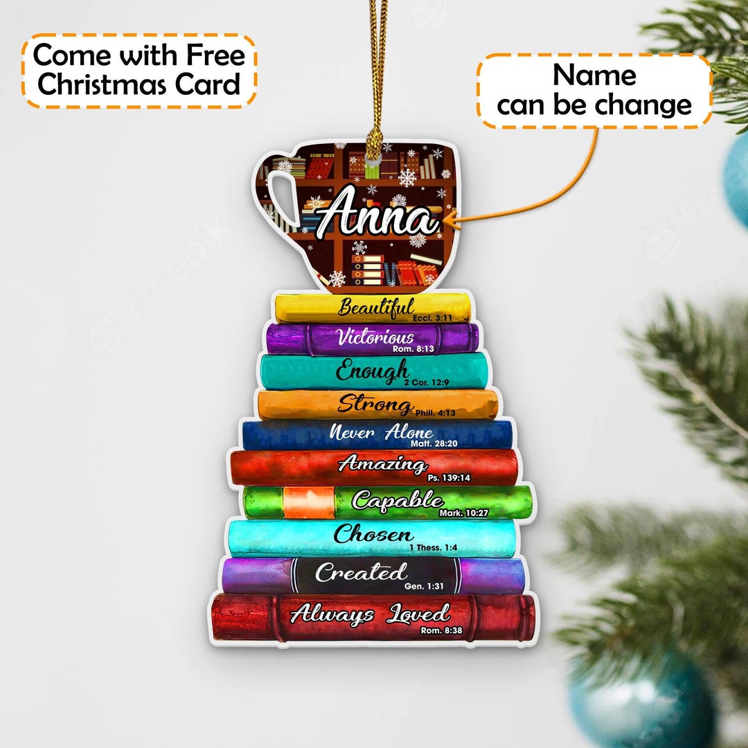 Custom Bible Verse Book Ornament Acrylic, Christmas Ornaments for Book ...