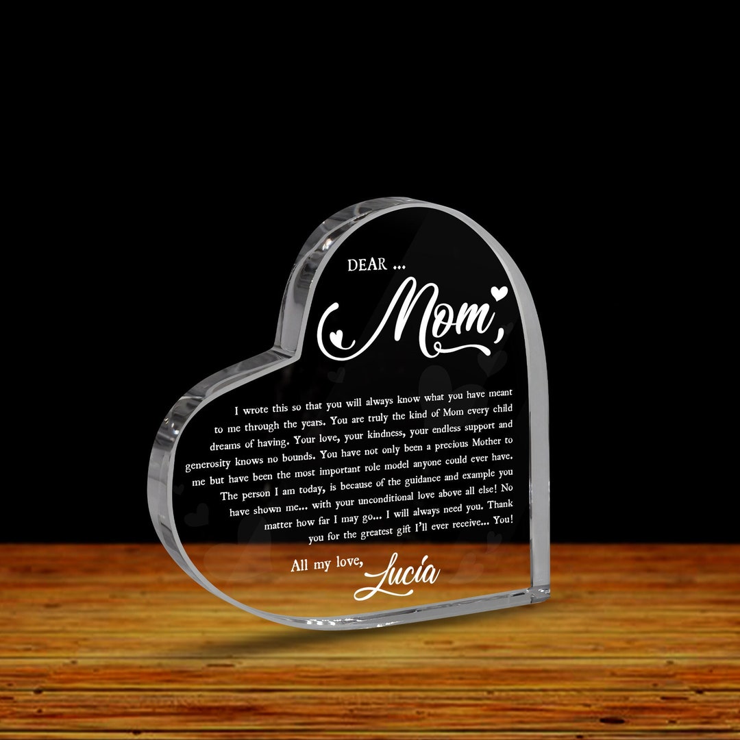 Personalized Thank You Mom Heart Acrylic Plaque, Mother's Day Gift From ...