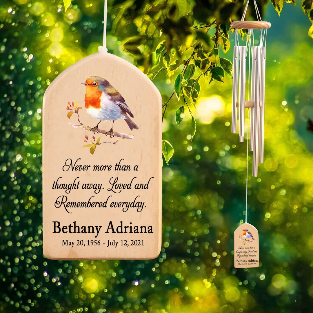 Custom Memorial Wind Chime, Robin Bird Wind Chime, Robin Bird Sign ...