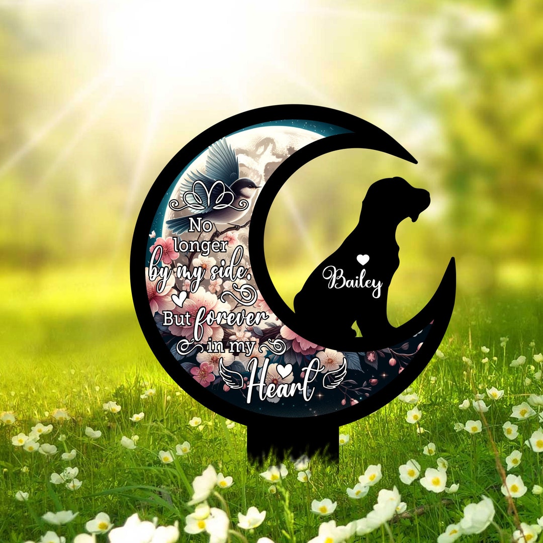 Beagle Memorial Acrylic Moon Stake Custom, Dog on Moon Garden Yard ...