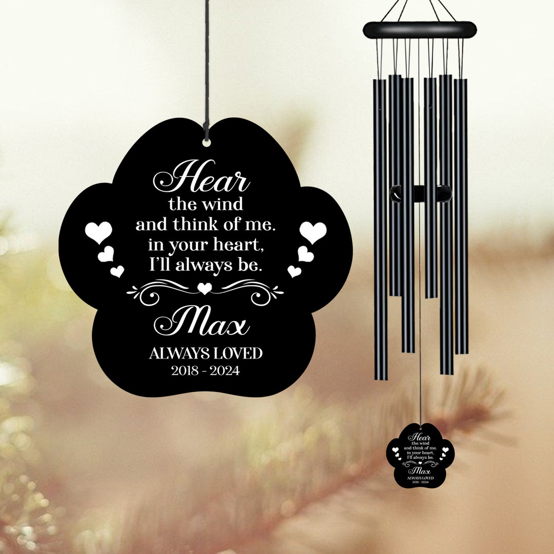 Personalized Hear the Wind Memorial Black Wind Chime, in Memory of Wind ...
