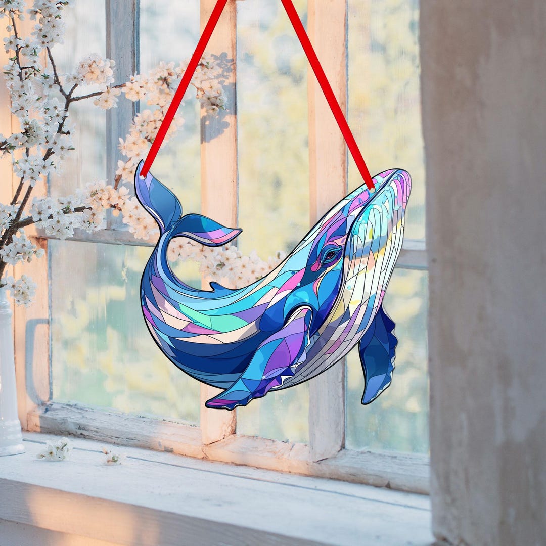 Blue Whale Acrylic Ornament, Whale Window Hanging, Whale Lover Gift ...