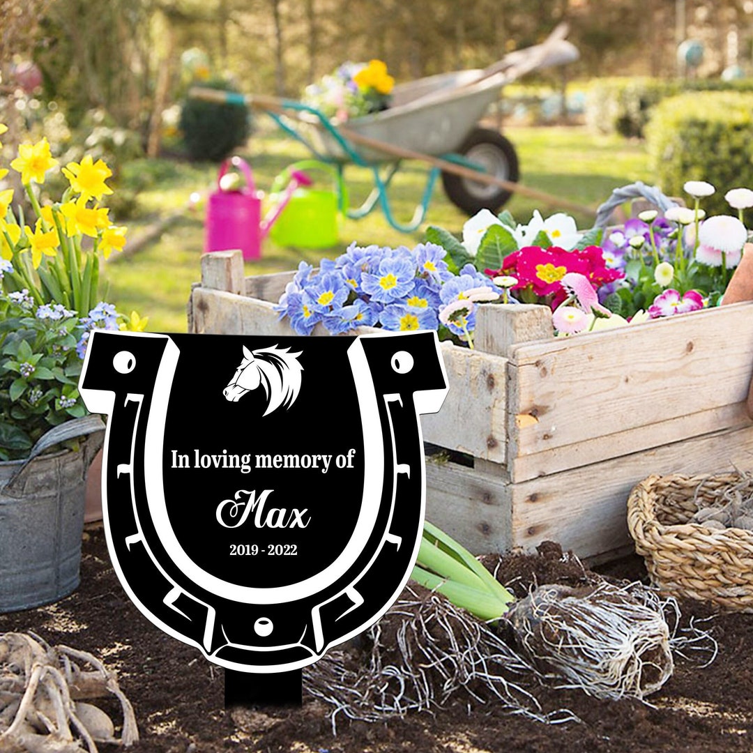 Custom Horseshoe Memorial Stake Acrylic, in Loving Memory Stake ...