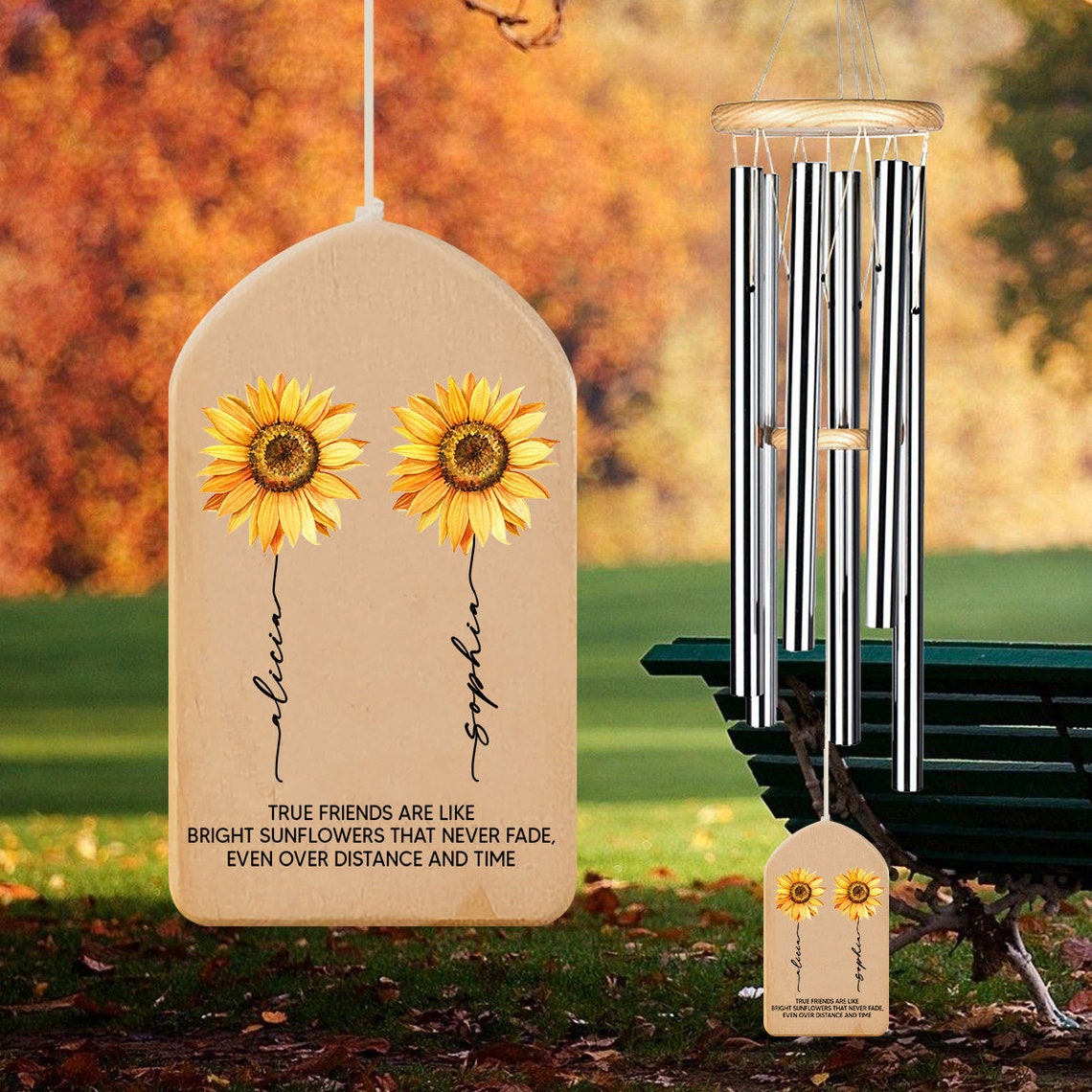 Personalized Sunflower Wind Chime, Best Friend Gift - Etsy