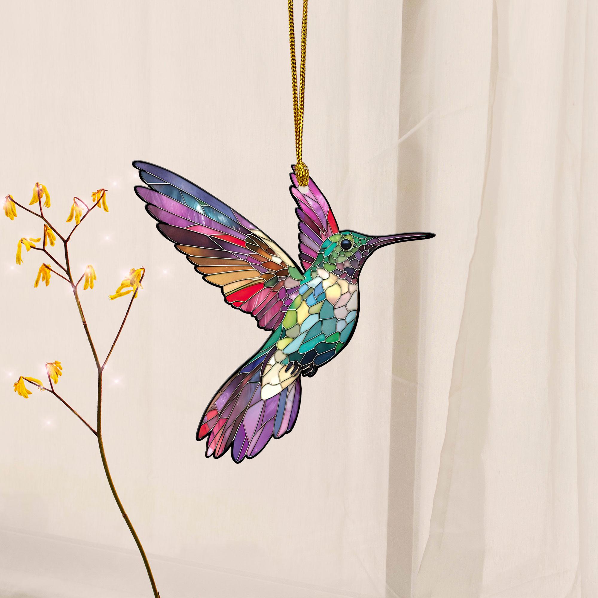 Colorful Hummingbird Acrylic Ornament Suncatcher, Hummingbird Hanging ...